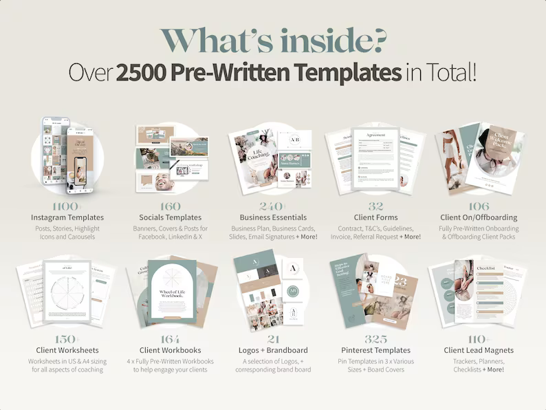 Life Coaching Branding Toolkit - 2,500+ Canva Templates | Life Coaching Kit